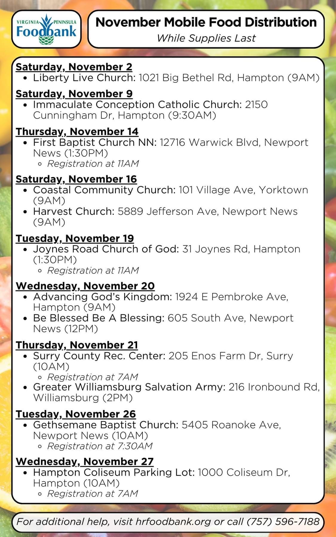 Peninsula - Mobile Food Pantry Schedule (November 2024) - MyActiveChild.com